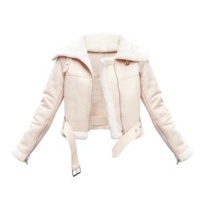 PrettyLittleThing | Jackets & Coats | Cream Multi Zip Cropped Aviator ...